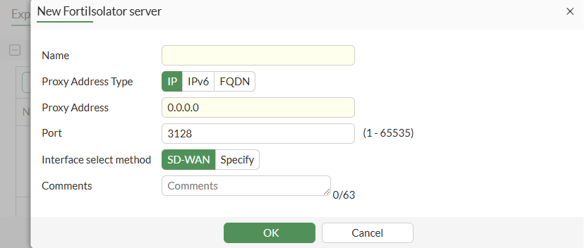 GUI support of isolator servers for proxy policies 7.6.3 | FortiGate / FortiOS 7.6.0 | Fortinet ...